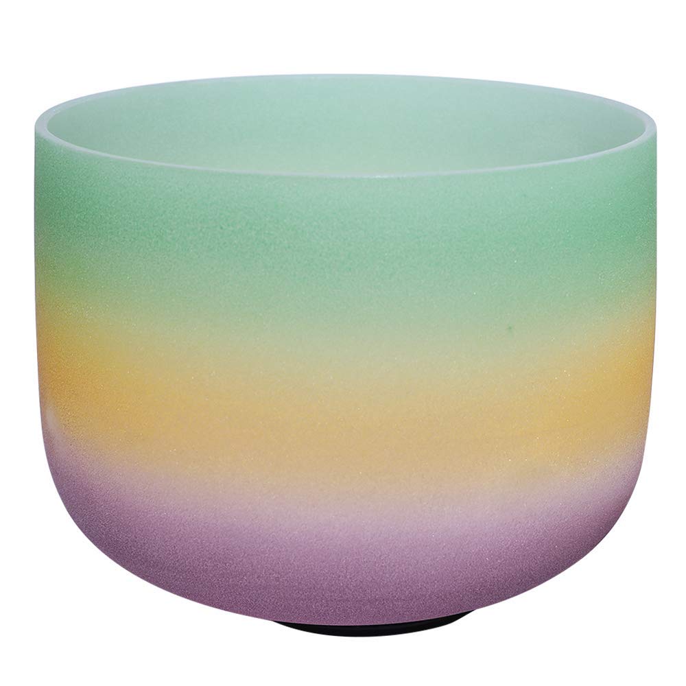 ENERGYSOUND Frosted F Note Heart Chakra Rainbow Colored Quartz Crystal Singing Bowl 8" mallet and o-ring included