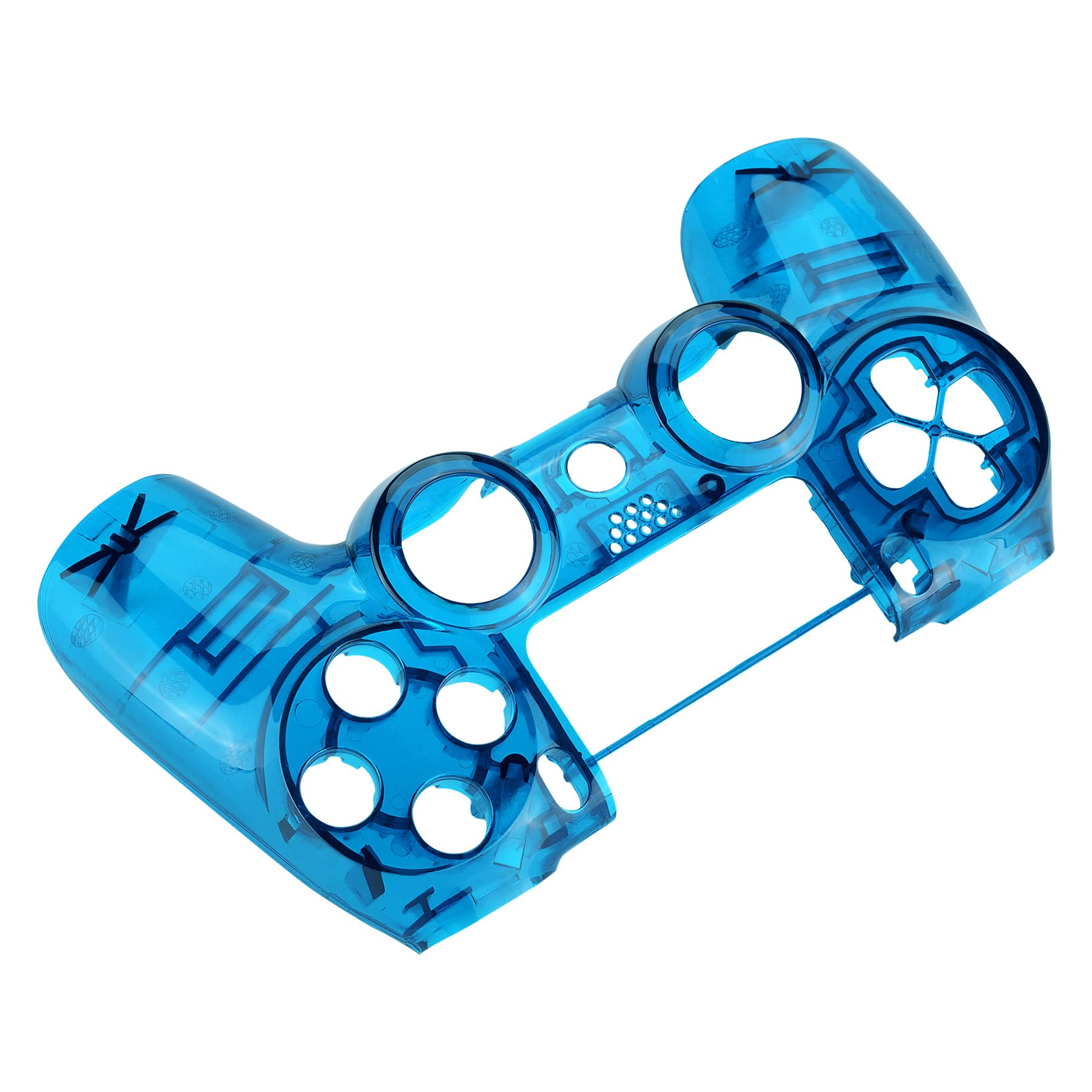 eXtremeRate Replacement Faceplate Front Housing Shell with Tools Compatible with ps4 Slim Pro Controller CUH-ZCT2 JDM-040/050/055 - Transparent Crystal Clear Blue - Controller NOT Included