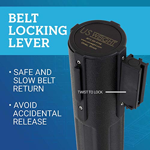 US Weight - U2000 Sentry Stanchion with 6.5 Foot Retractable Belt β Easy Connect Assembly (2-Pack), Black