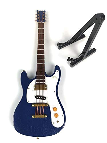 ALANO Navy Blue Electric Bass Guitar Model Without Leather case Mini Instrument Model Decorative Ornament(18cm)