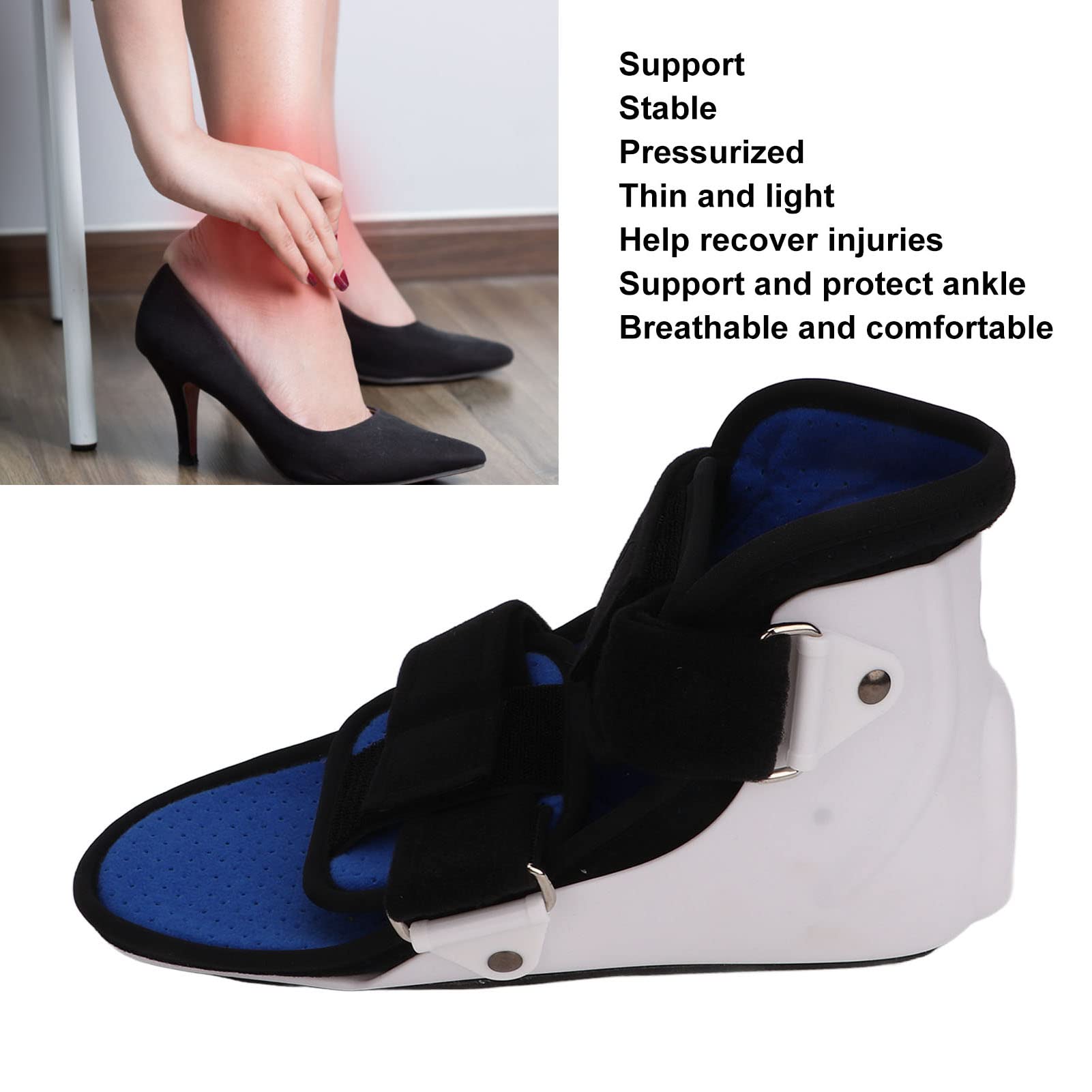 ANGGREK Walking Boot, Breathable Comfortable Ankle Splint Adjustment Foot Drop Support Brace Injury Ankle Support Brace Fracture Boot (Left Foot S)