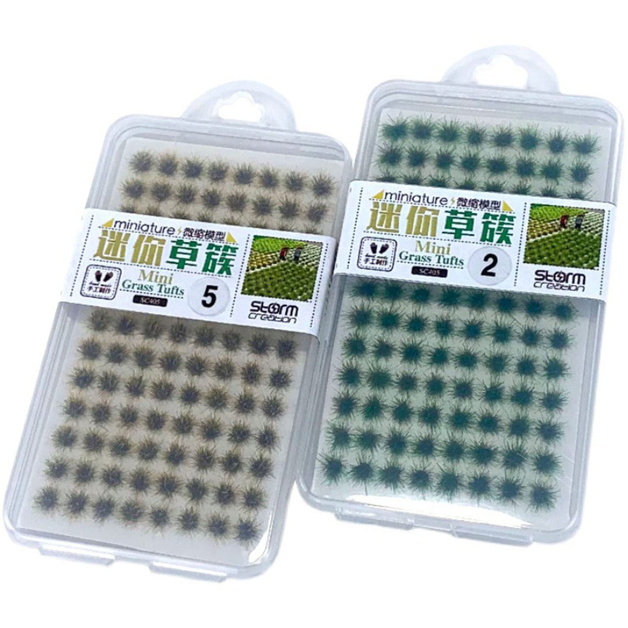 Cayway 208 PCS Static Grass Tuft Model Grass Tufts Terrain Model Kit Resin Static Scenery Model Miniature Shrubs Bushes for Train Landscape Railway Artificial Grass Modeling