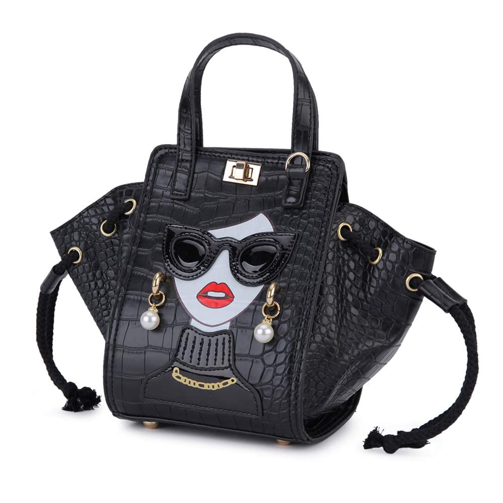 ENJOININ Novelty Lady Face Purses and Handbags for Women Casual Shoulder Bag Fashion Bat Bag