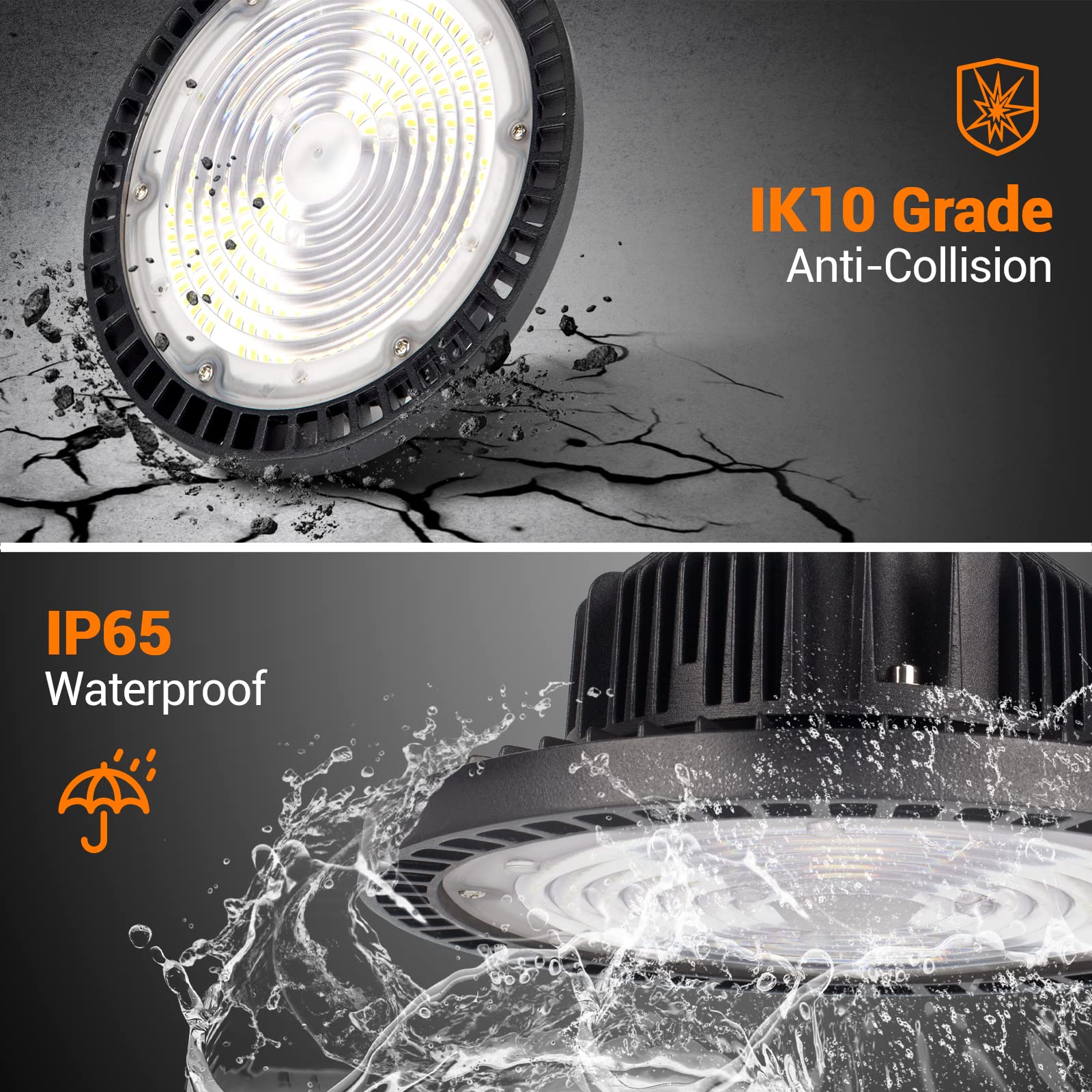 CT CAPETRONIX High Bay LED Lights, UFO LED High Bay Light 100W, 13,000LM (130lm/w) 5000K 400W HPS Equivalent, 5' Cable with AC85-265V Plug for Warehouse,Garage,Gym,Retail Stores.