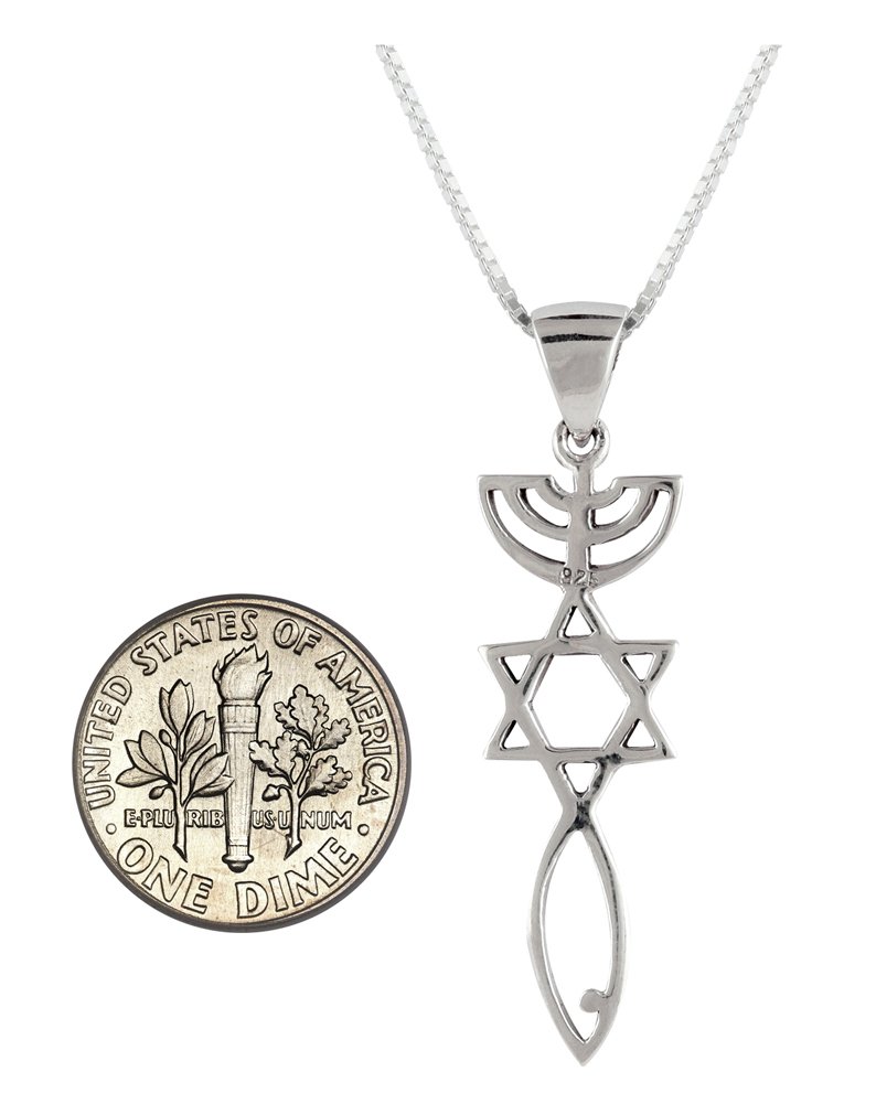 AJDesign Sterling Silver Messianic Seal Pendant Spiritual Religious Jewelry Grafted Necklace Pendant with Chain (24)