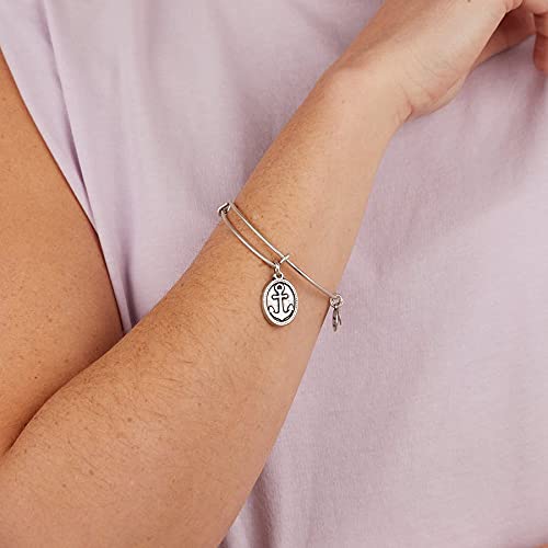 Alex and Ani Path of Symbols Expandable Bangle for Women, Anchor Charm, Rafaelian Silver Finish, 2 to 3.5 in