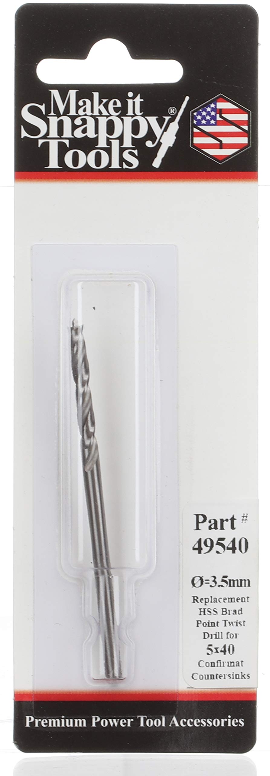 Make it Snappy Tools Replacement HSS Brad Point Drill for 5 x 40 Confirmat Countersink #49540