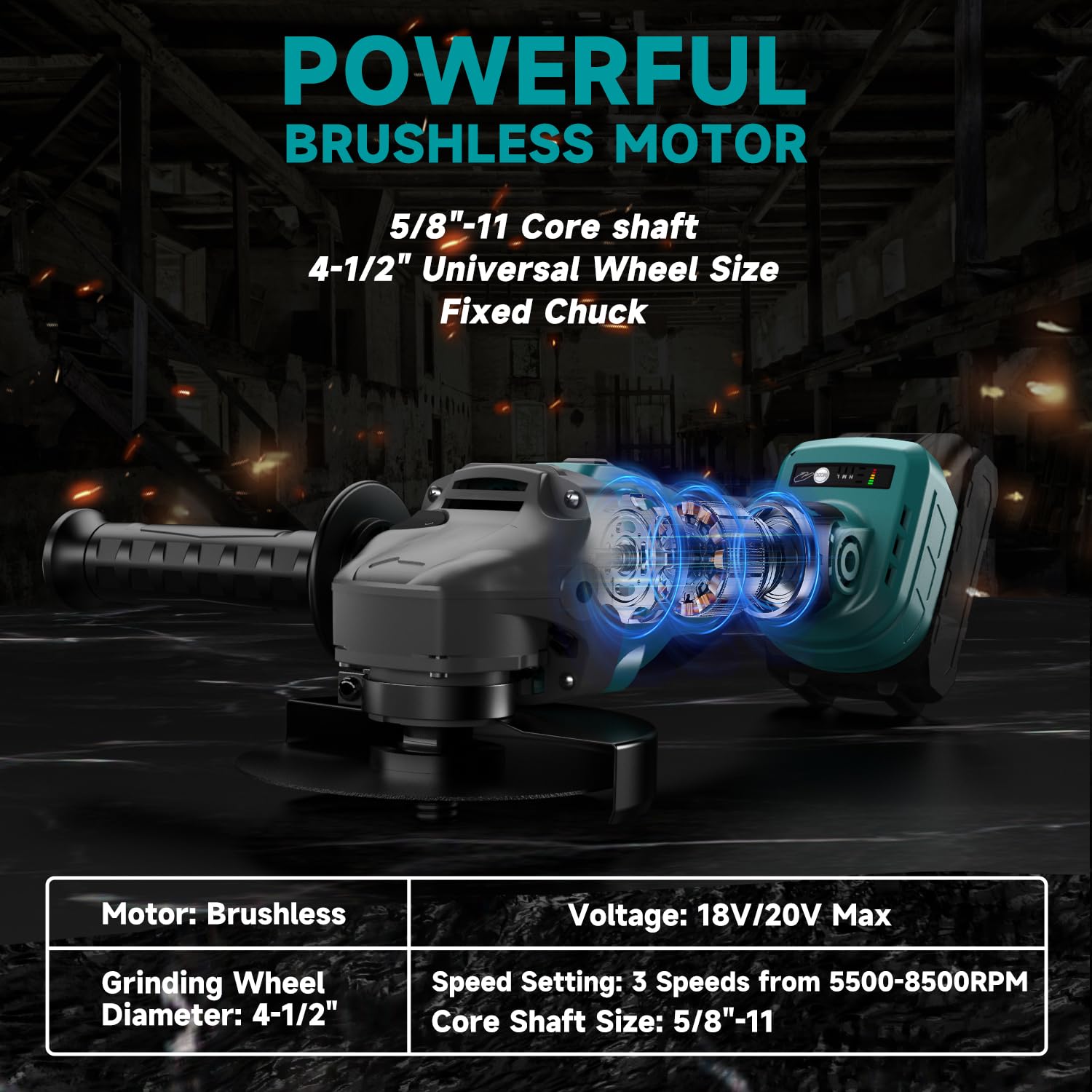 Cordless Angle Grinder for Milwaukee M18 Battery, 3 Speed Adjustable Brushless Grinder with Up to 8500 RPM, 5/8''-11 Spindle Portable Grinder for 4-1/2'' Wheels for Cutting, Grinding(NO Battery)