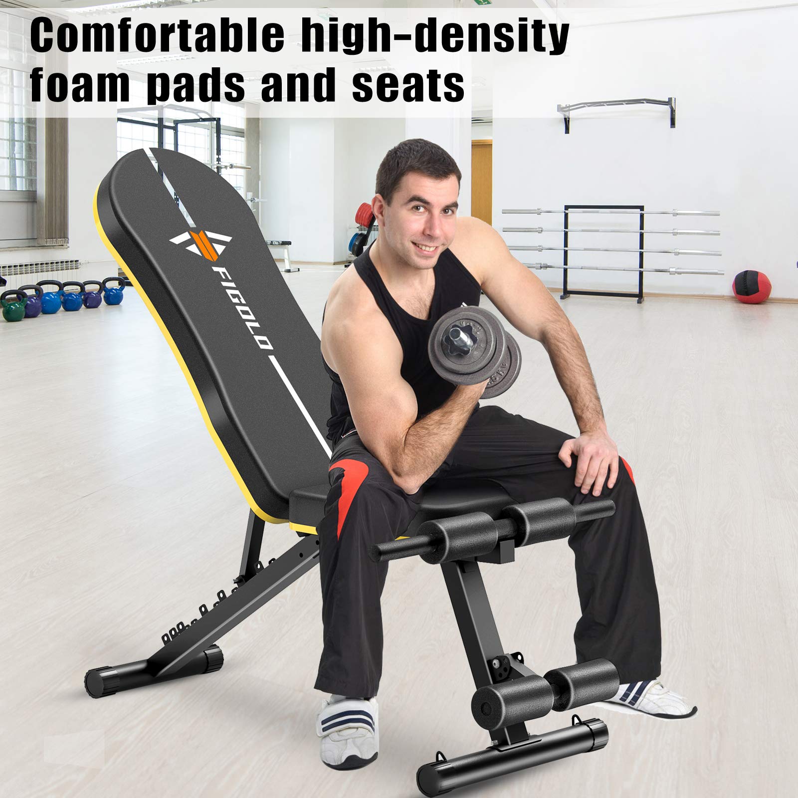 Adjustable Weight Bench for Full Body, Workout Bench with 7 Positions and Wider Backrest/Seat Home Gym Bench , Strength Training Press Bench with Fast Folding [2021 New Version]