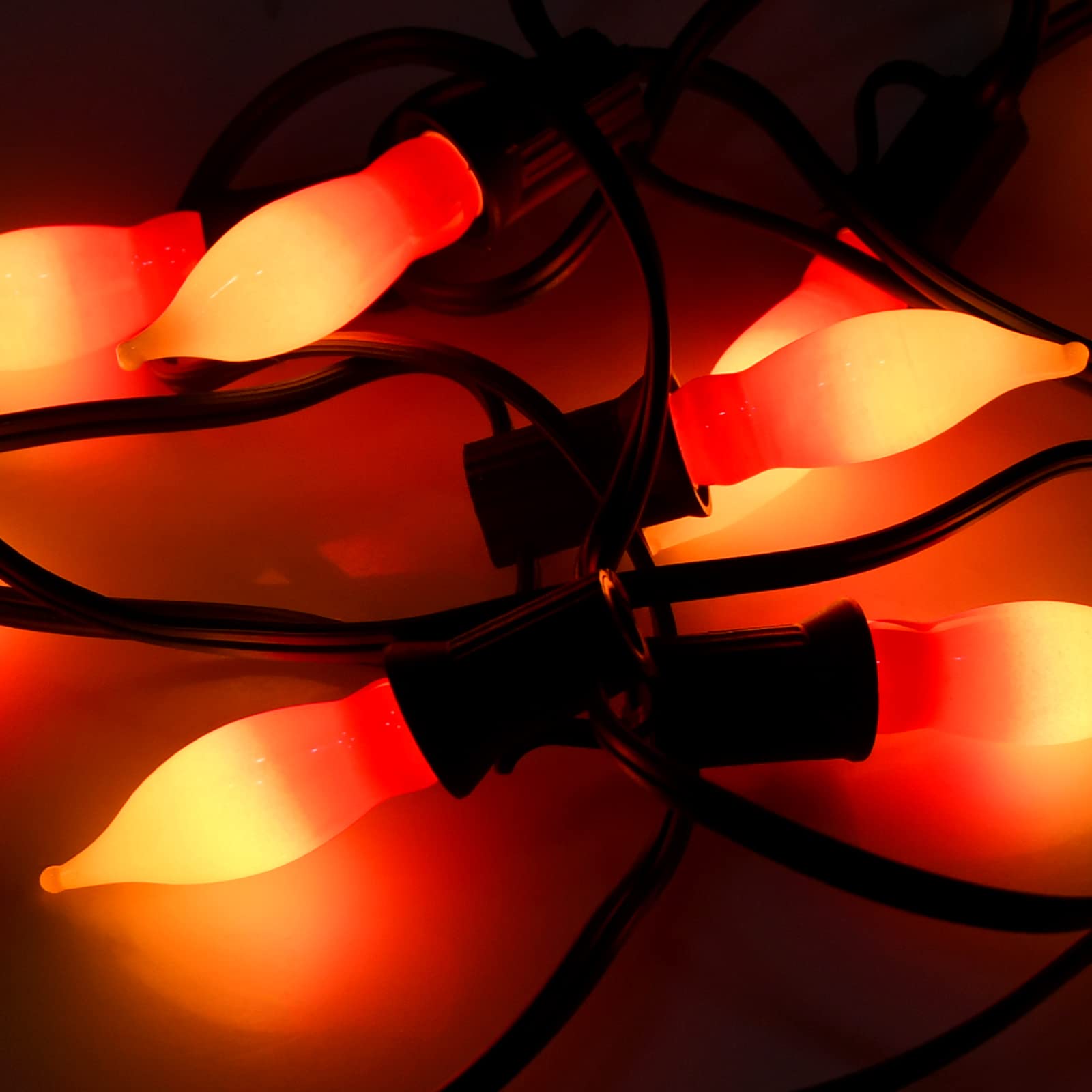 Pallerina Christmas Flame Shape Light Bulbs, Red Yellow Christmas Light Bulbs for Window Candles, Electric Menorah, Night Light Bulbs 7 Watt, 120 Volt E12 Candelabra Bases Flame Light Bulbs- 12 Pack