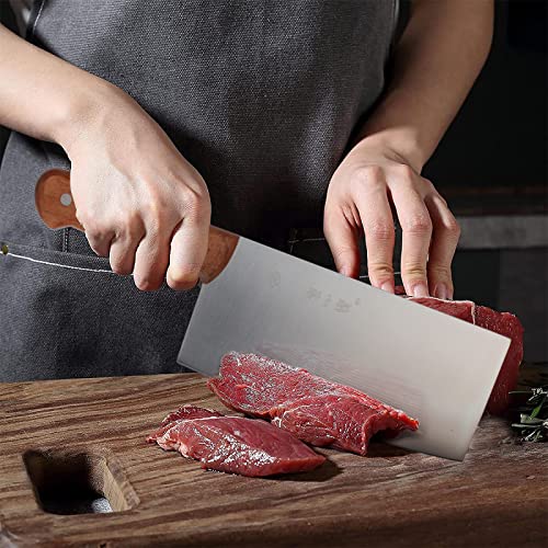 ZHANG XIAO QUAN SINCE 1628 Chinese Chef's Knife,Stainless Steel Meat And Vegetable Cleaver Knife with Ergonomic and Sturdy Wooden Handle