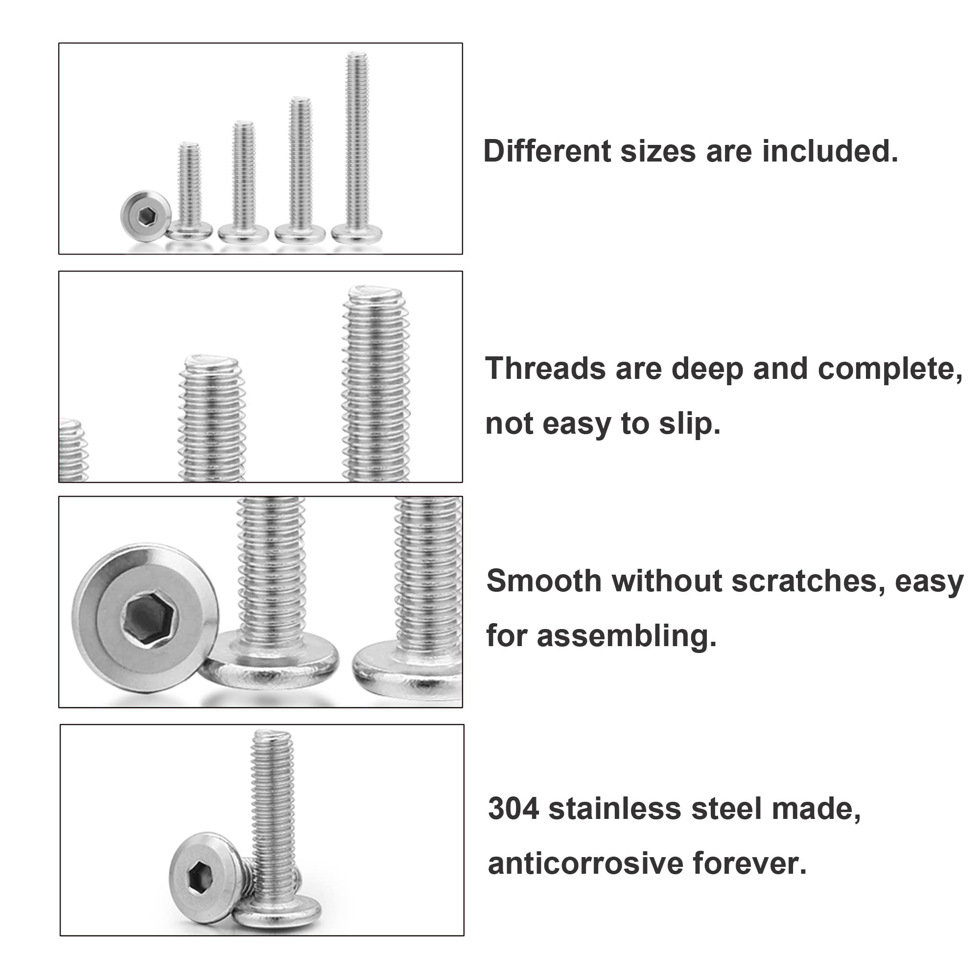 Artisam 440 PCS M3/M4/M5 Slotted Pan Head HEX Socket Set Screw Bolts Nut, Stainless Steel Machine Screws Assortment Kit with Storage Case
