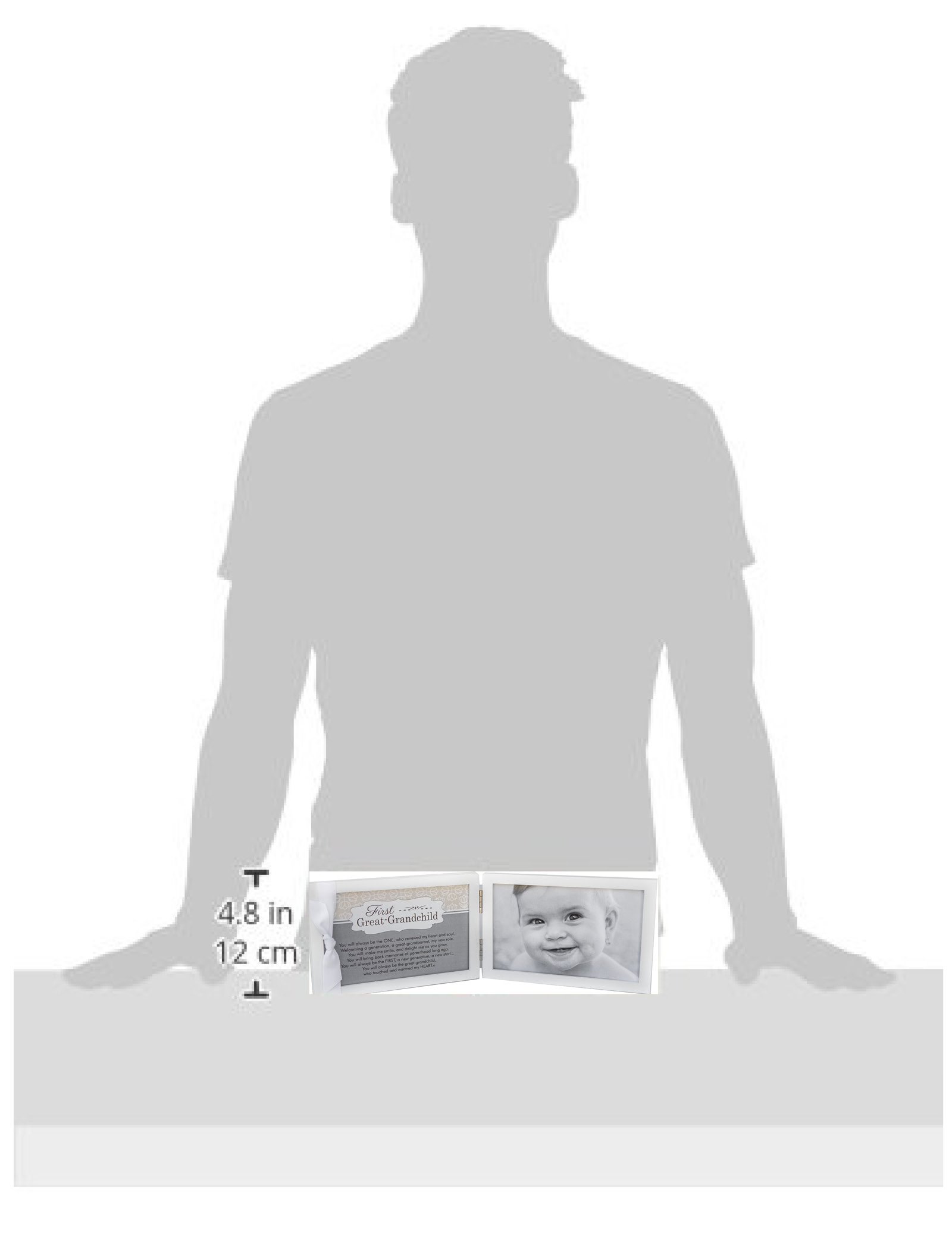 The Grandparent Gift Co. First Great - Grandchild Picture Frame- White Double Hinged Tabletop Photo Frame Holds 4"x6" Pictures or Ultrasounds- Includes Beautiful Sentiment/Poem
