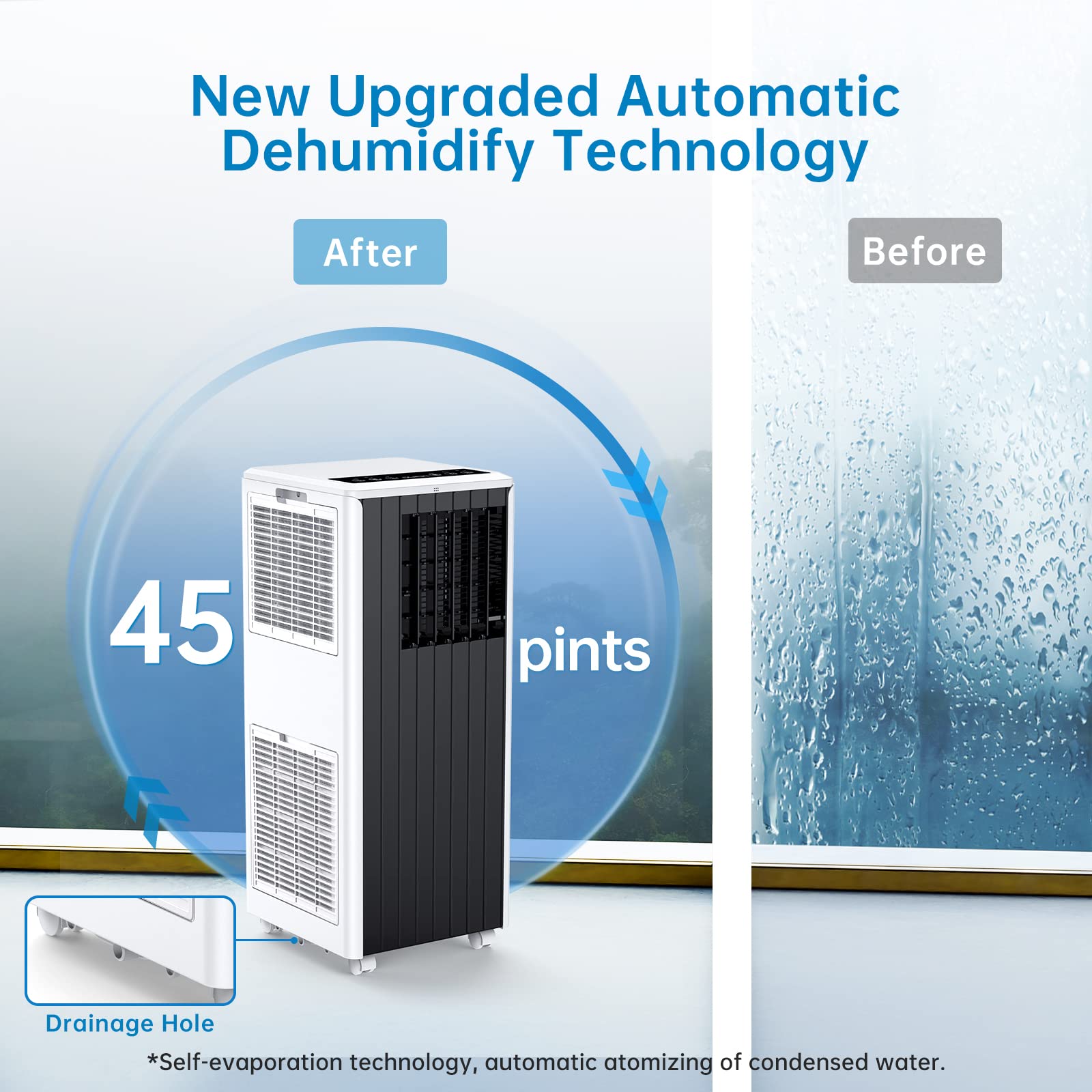 Adoolla 8000 BTU Portable Air Conditioner, Air Conditioners 3-in-1 Compact Fast Cooling Indoor AC Unit, Window Mount Exhaust Kit, Fan Dry Modes, 115V