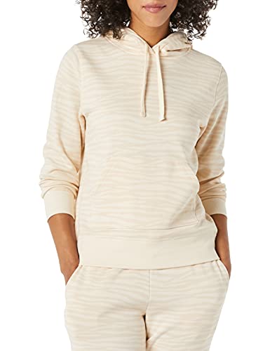 Amazon Essentials Women's Fleece Pullover Hoodie (Available in Plus Size), Ecru Zebra Stripe Print, Large