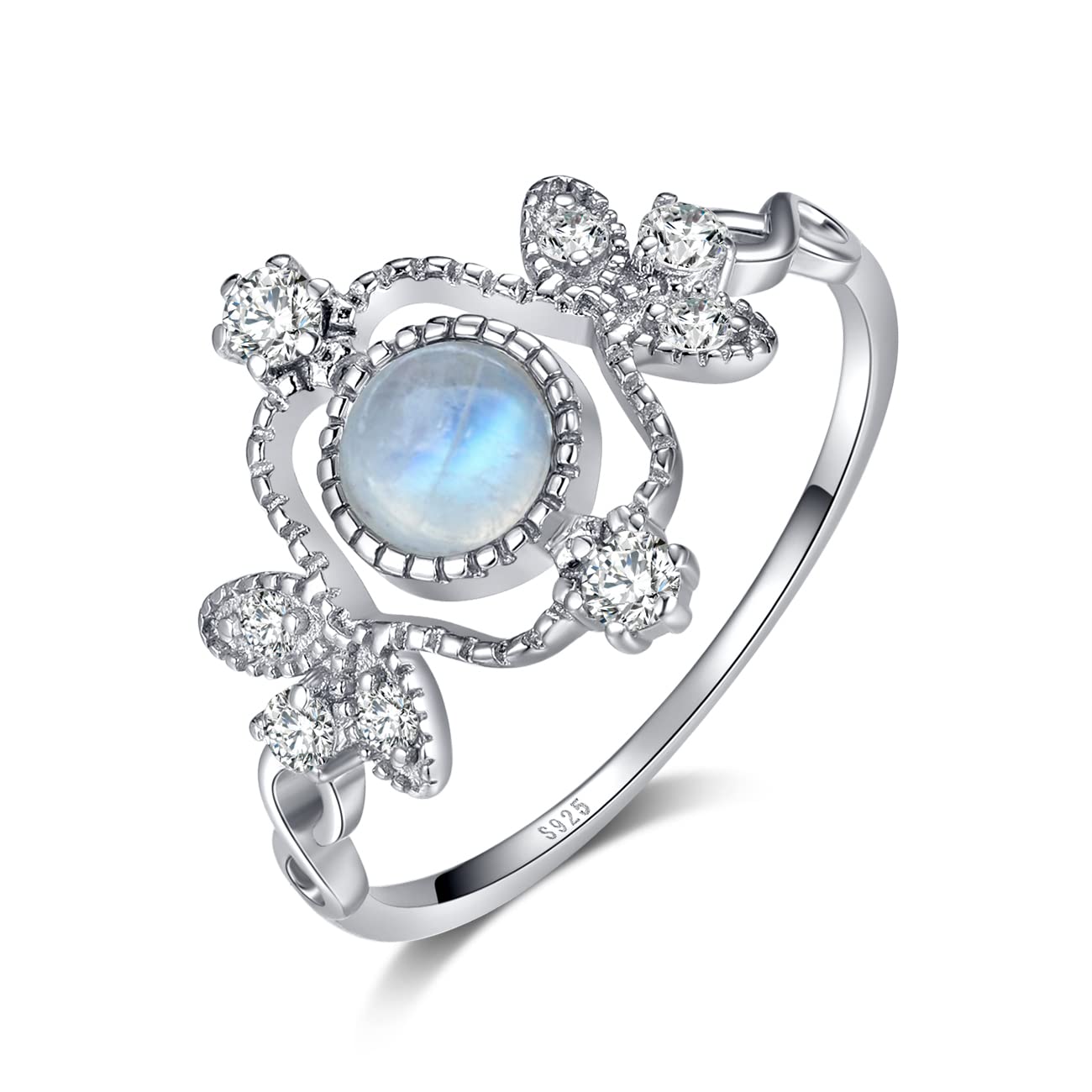 Angol Vintage Moonstone Ring 925 Sterling Silver Moonstone Ring for Women Infinity Ring Moonstone Jewelry Gifts for Women Girls Victorian Style Ring (7)