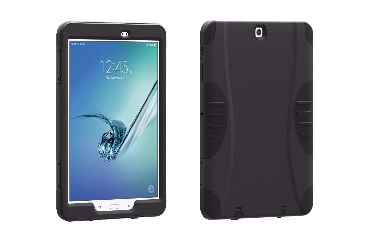 Verizon OEM Rugged Shock Absorbing Impact Protection Case with Built-in Screen Guard for Samsung Galaxy Tab E 9.6" - Black