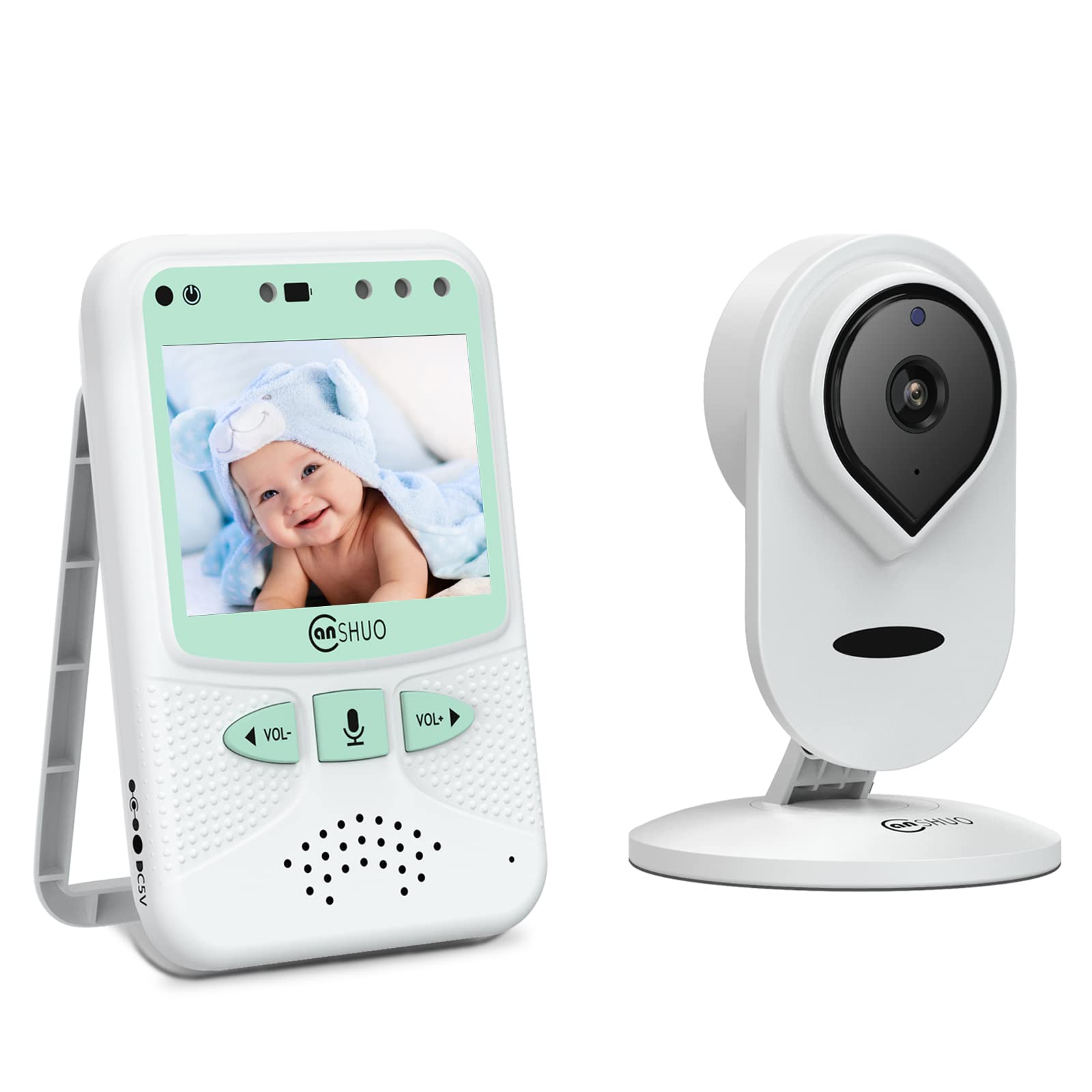 CanSHUO Baby Monitor, 2.4Ghz Video Baby Monitor with 900ft Long Range, Temperature, Infrared Night Vision, 2-Way Talk, High Capacity Battery