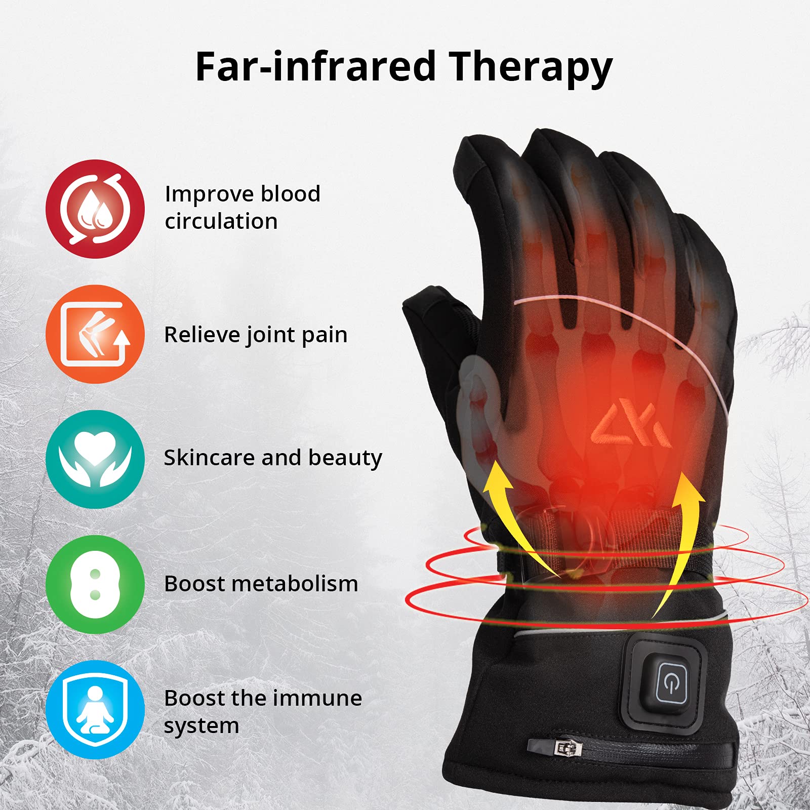 AKASO Heated Gloves for Men Women, Electric Heated Ski Gloves with 3 Heating Modes, Thermal Insulation Winter Hand Warmers with Rechargeable Battery-Overheating Protection- Best Gift, Black(L)