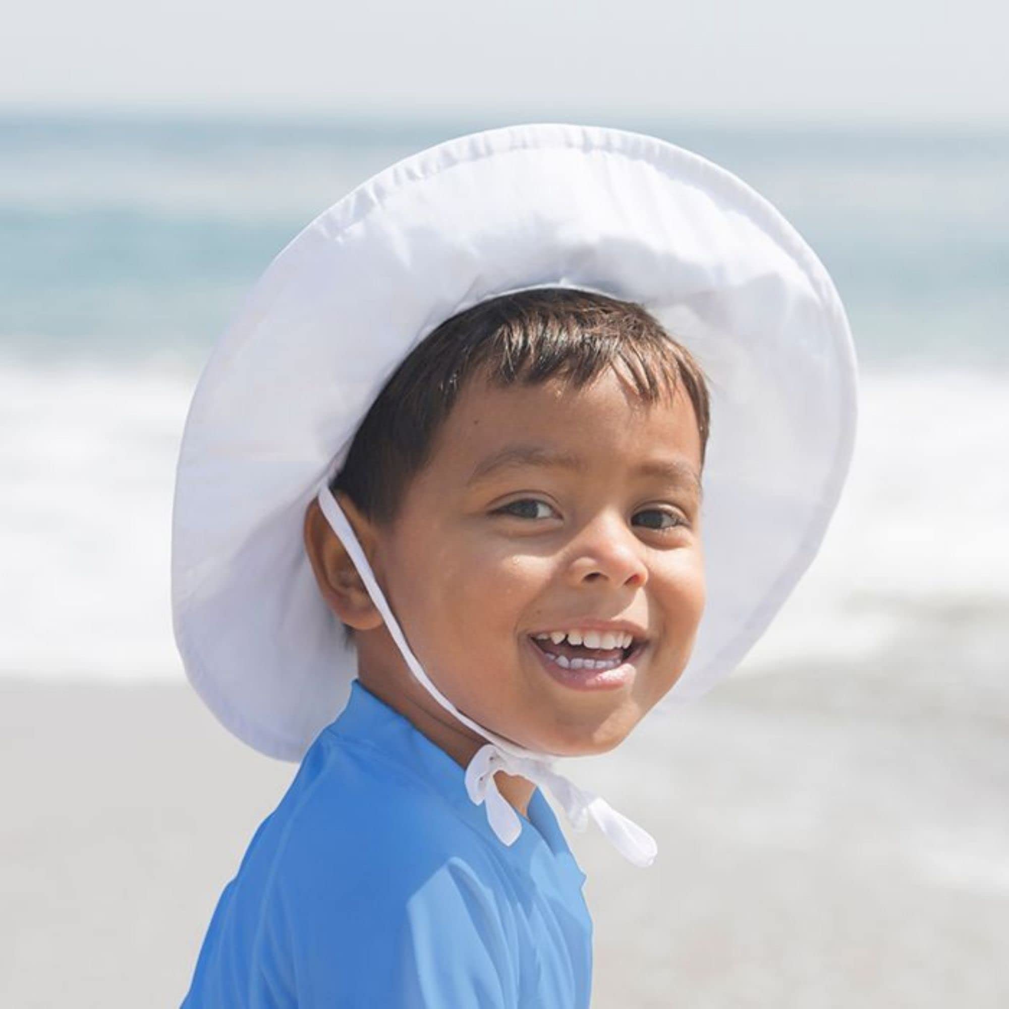 green sprouts Baby Toddler Brim Sun Protection Hat, White, 9/18mo