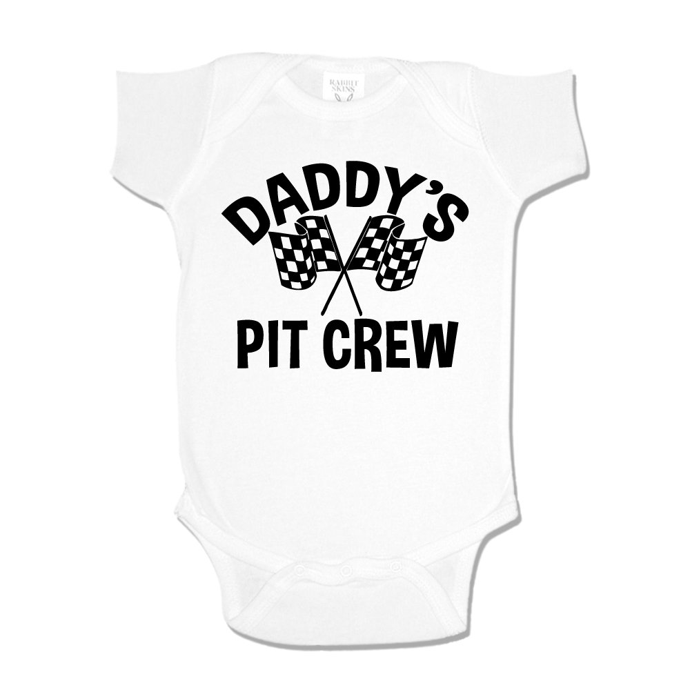 The Shirt Den Daddy's Pit Crew Racing Baby One Piece 18 mo White