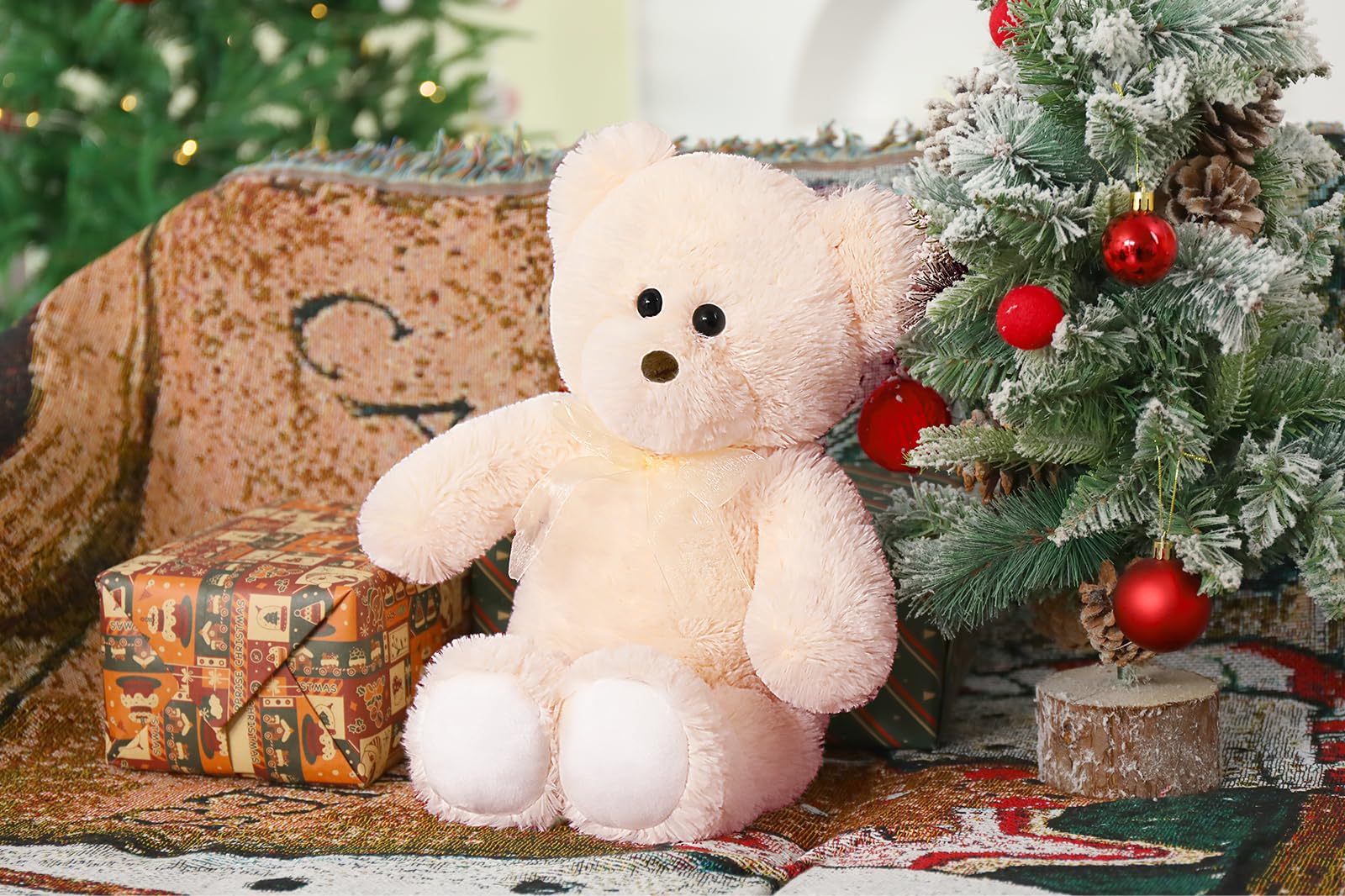MaoGoLan Teddy Bear Stuffed Animal, 2 Pack Brown and White Bear Plush for Baby Shower, Soft Teddy for Boys Girls, 18 Inch Bear Plushies Toy for Birthday Gift