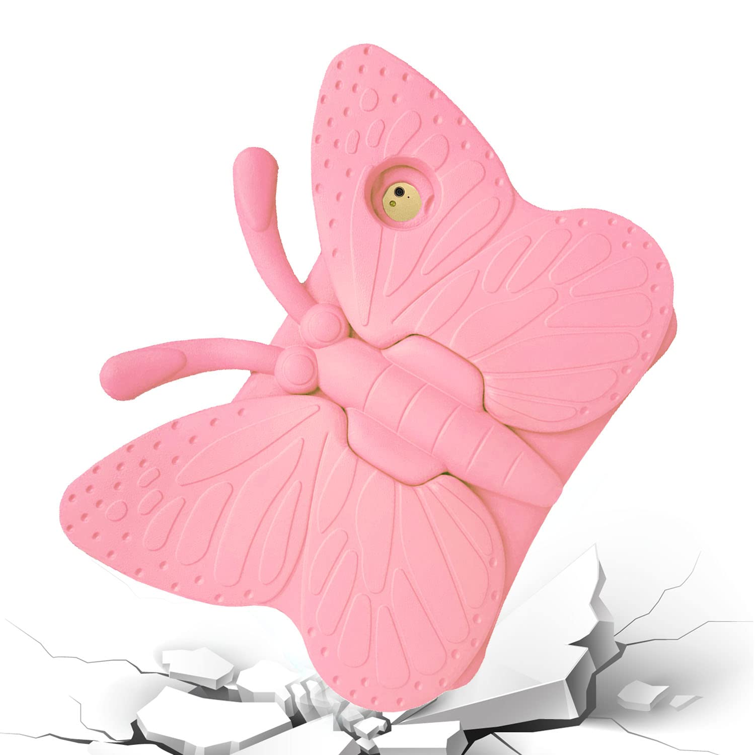 iPad case for Kids, Feitenn 3D Cartoon Butterfly Non-Toxic EVA Light Weight Kid Proof Shockproof case with Kickstand for ipad 5/ ipad 6 /ipad pro 9.7/ New iPad 2017 case (Pink)