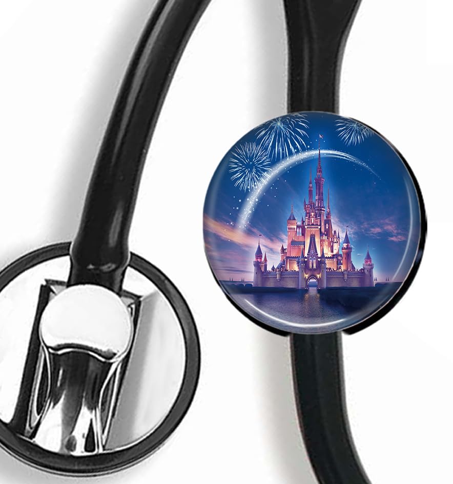 Castles and Fireworks Stethoscope Tag Personalized,Nurse Doctor Stethoscope ID Tag Customized, Medical Stethoscope Name Tag