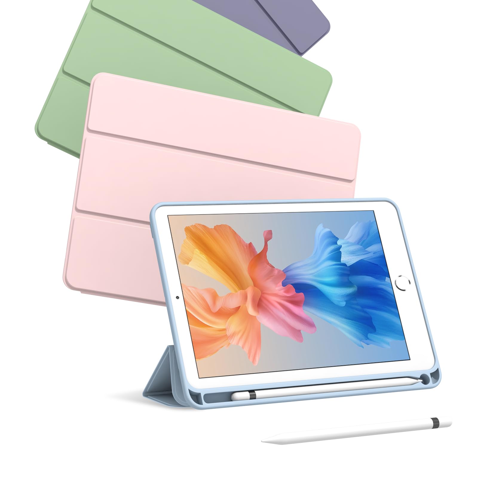 Case for iPad Mini 5(2019 Released), Lightweight Slim Soft TPU Trifold Stand Smart Cover, Auto Sleep/Wake Case with Pencil Holder for iPad Mini 5th Generation 7.9 Inch, Light Blue