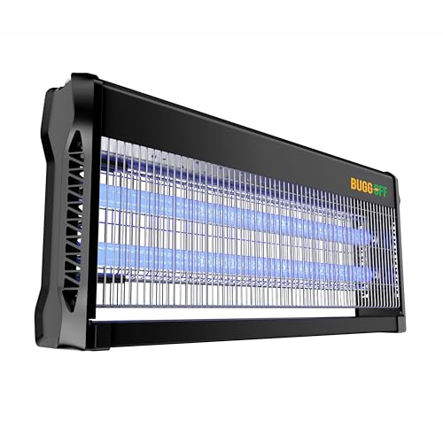 BUGGOFF Black Modern Indoor Electric Bug Zapper, 2000 SQFT Coverage, 3500 Volts of Stunning Power, 40 Watts, Kills Mosquitos Gnats, Flys & More. 10 Year Warranty, X2 Free Replacment Bulbs