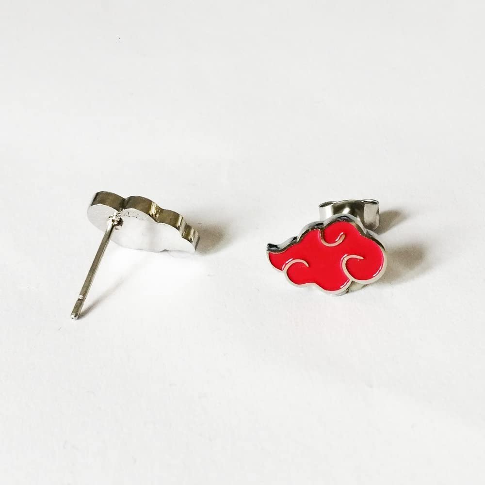 Anime Stud Earrings Red Cloud Eyes Stainless Steel Cosplay Jewelry Accessory (2 Clouds)