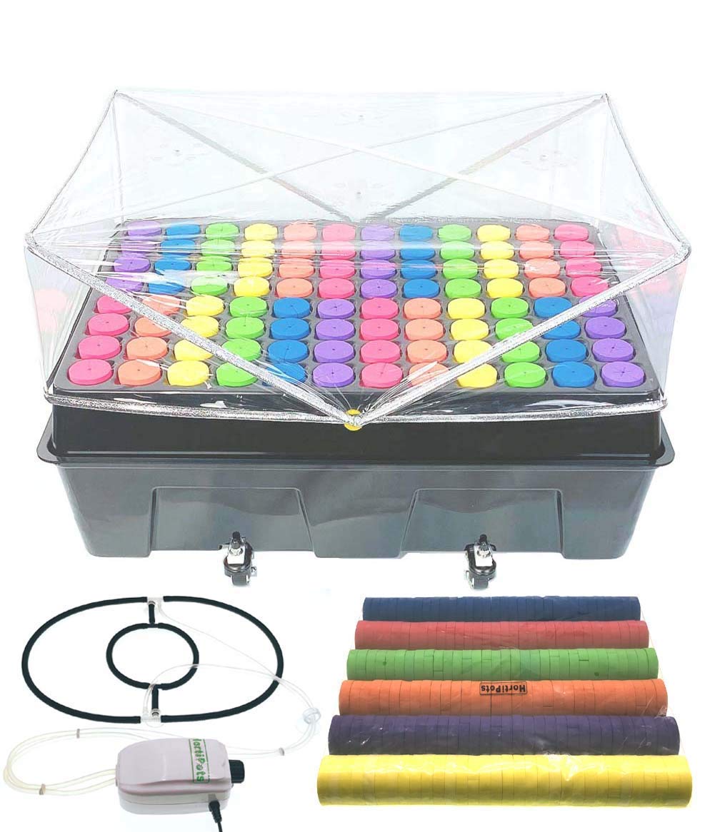 Aeroponic Cloning Machine 96 site with Oxygen Bubbler Kit and Extra 2 inch Neoprene Clone Collars Pack of 192