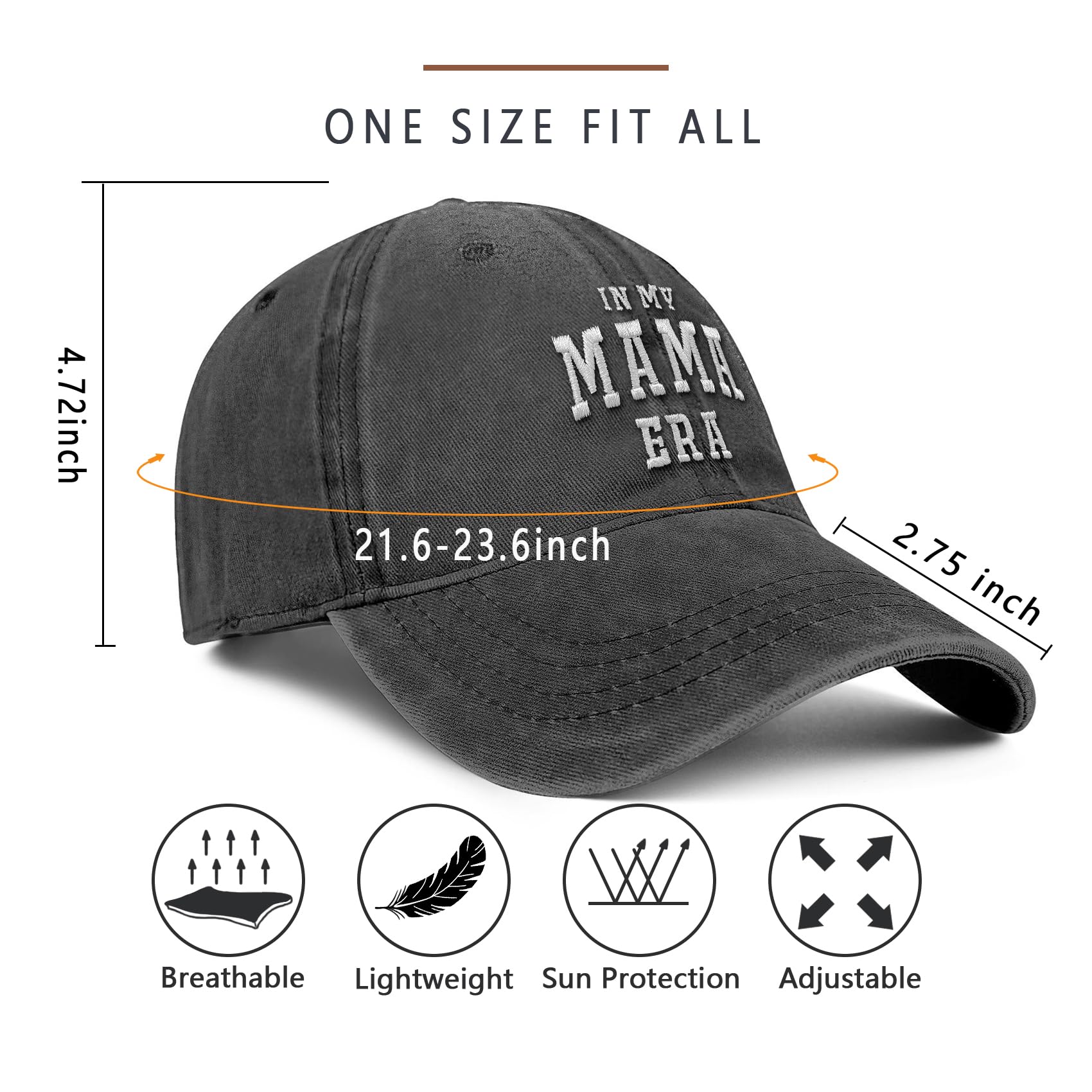 BBsoft in My Mom Era Hat Mother's Day Birthday for Mom Mama from Daughter Son 100% Cotton Hat Baseball Cap