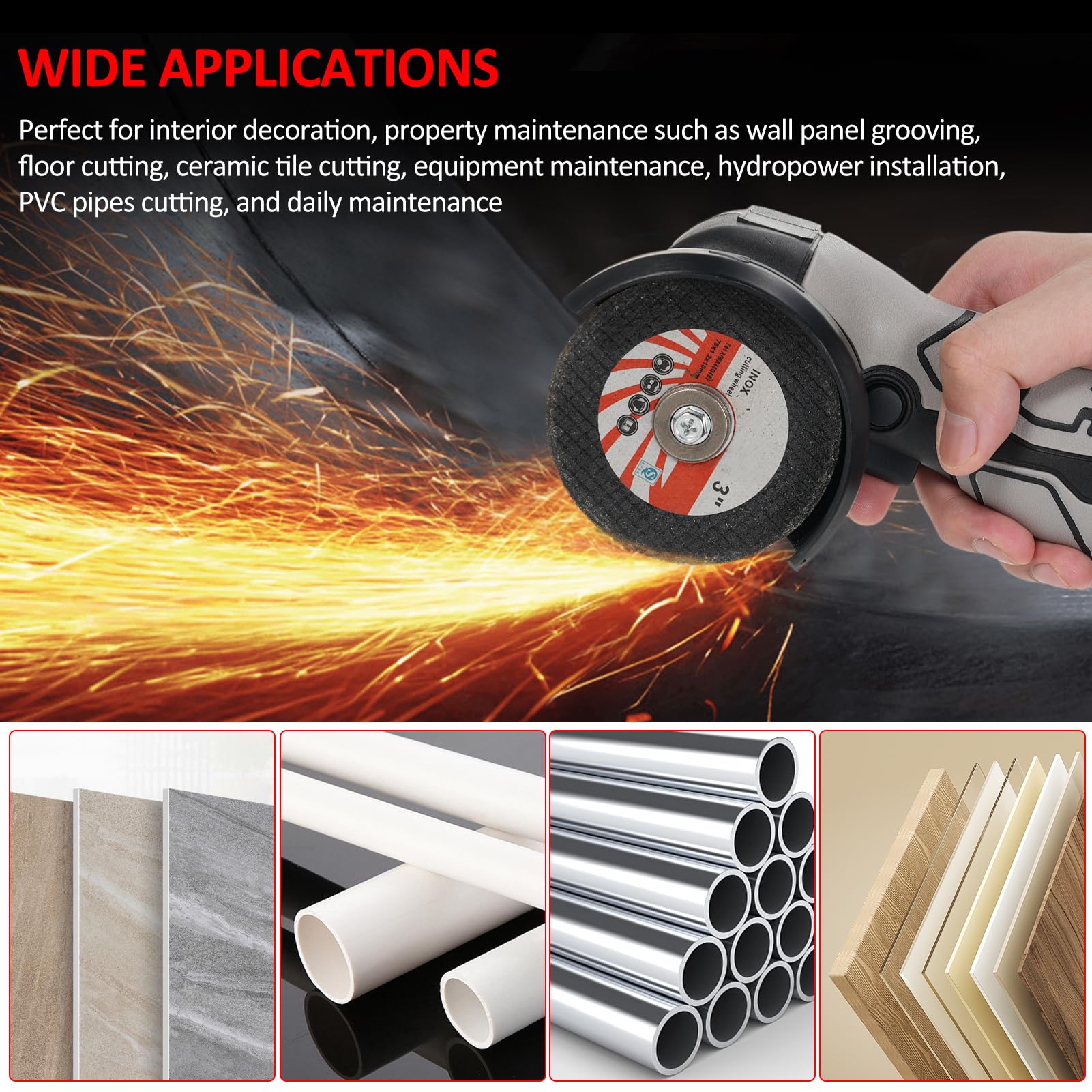 Angle Grinder, Weytoll 7000RPM Cordless Angle Grinder, Electric Grinding Tool, Mini Angle Grinder with 2Pcs 16.8V 2000mAh Battery and Grinding Disc for Cutting Polished Brick Wood Stone Steel