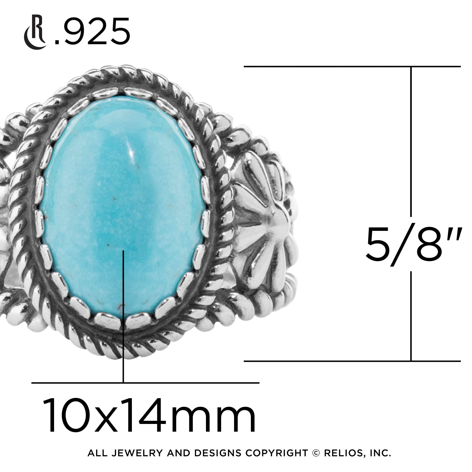 American West Jewelry Sterling Silver Women's & Men's Ring Blue Turquoise Gemstone Native-Inspired Flower Design Size 6