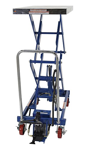 Vestil AIR-800-D Steel Air Hydraulic Cart, 800 lbs Capacity, 35-1/2" Length x 20" Width Platform, 15" - 51" Height Range