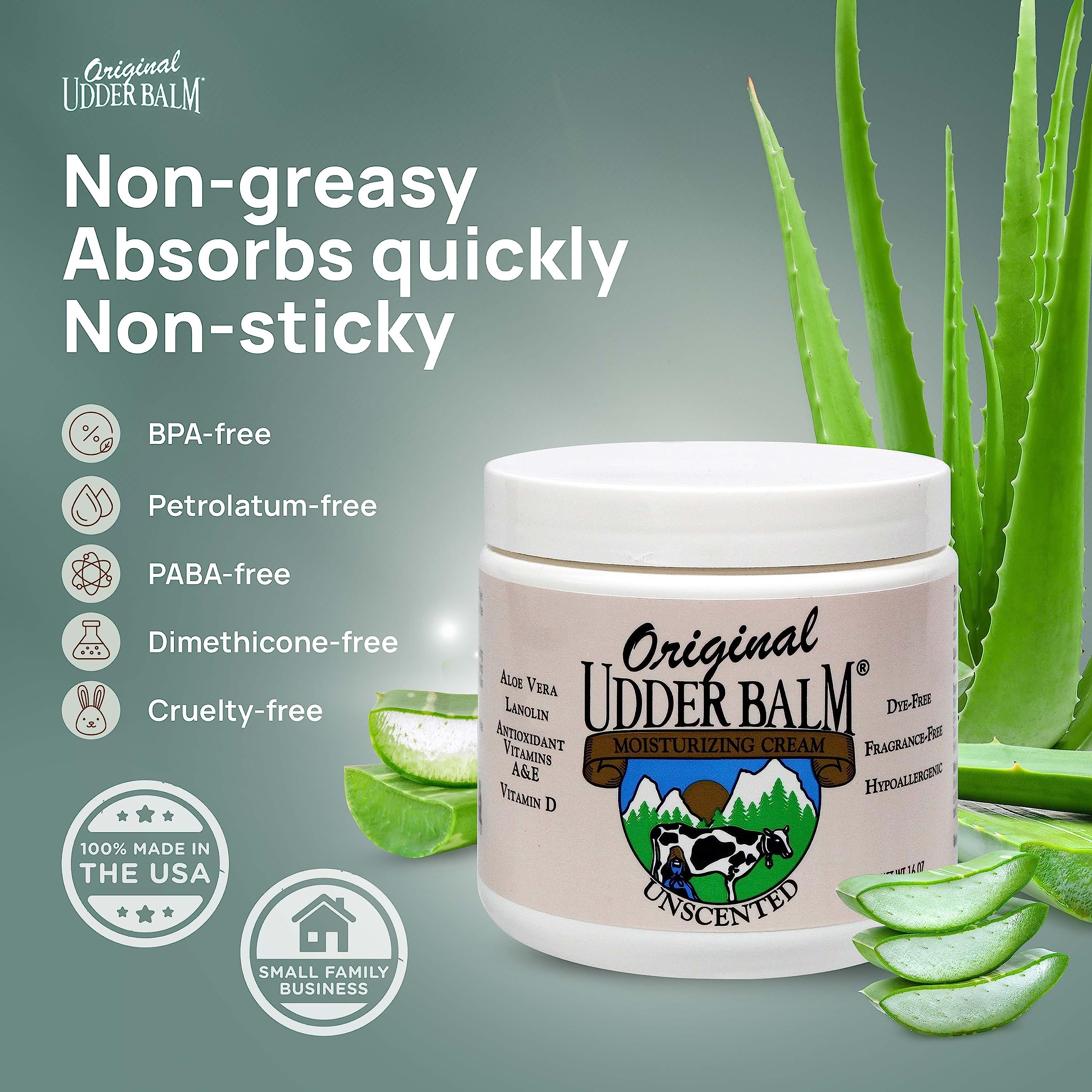 Unscented Original Udder Balm for Cracked Dry Skin 16 Fl Oz