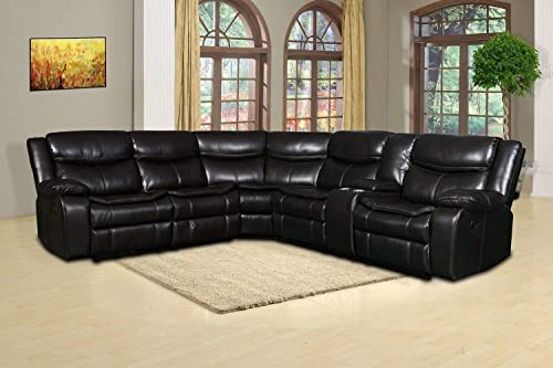 Blackjack Furniture Marsden Modern Leather Air Reclining Living Room Sectional, Brown