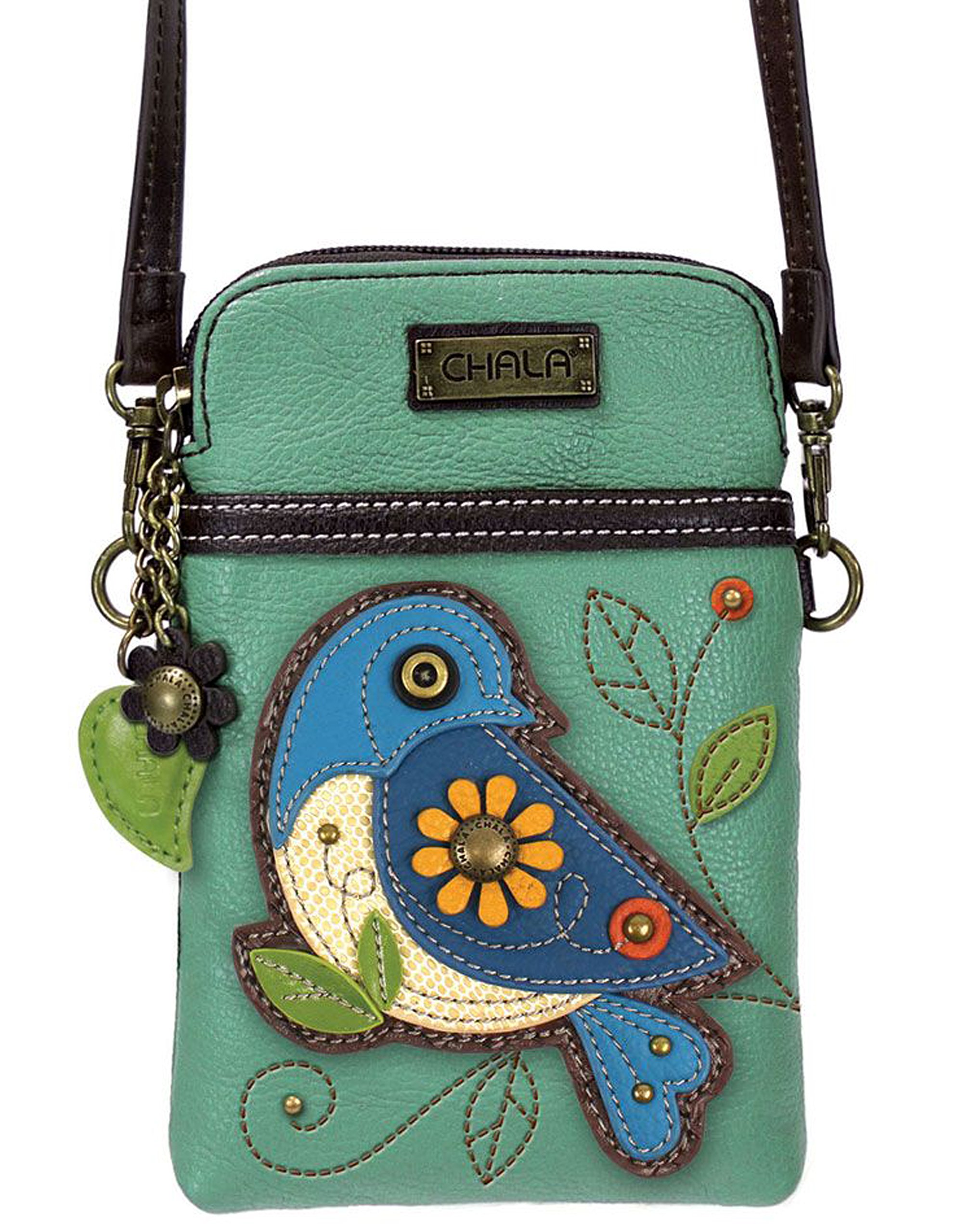 Chala Blue Bird Cellphone Crossbody Handbag - Convertible Strap