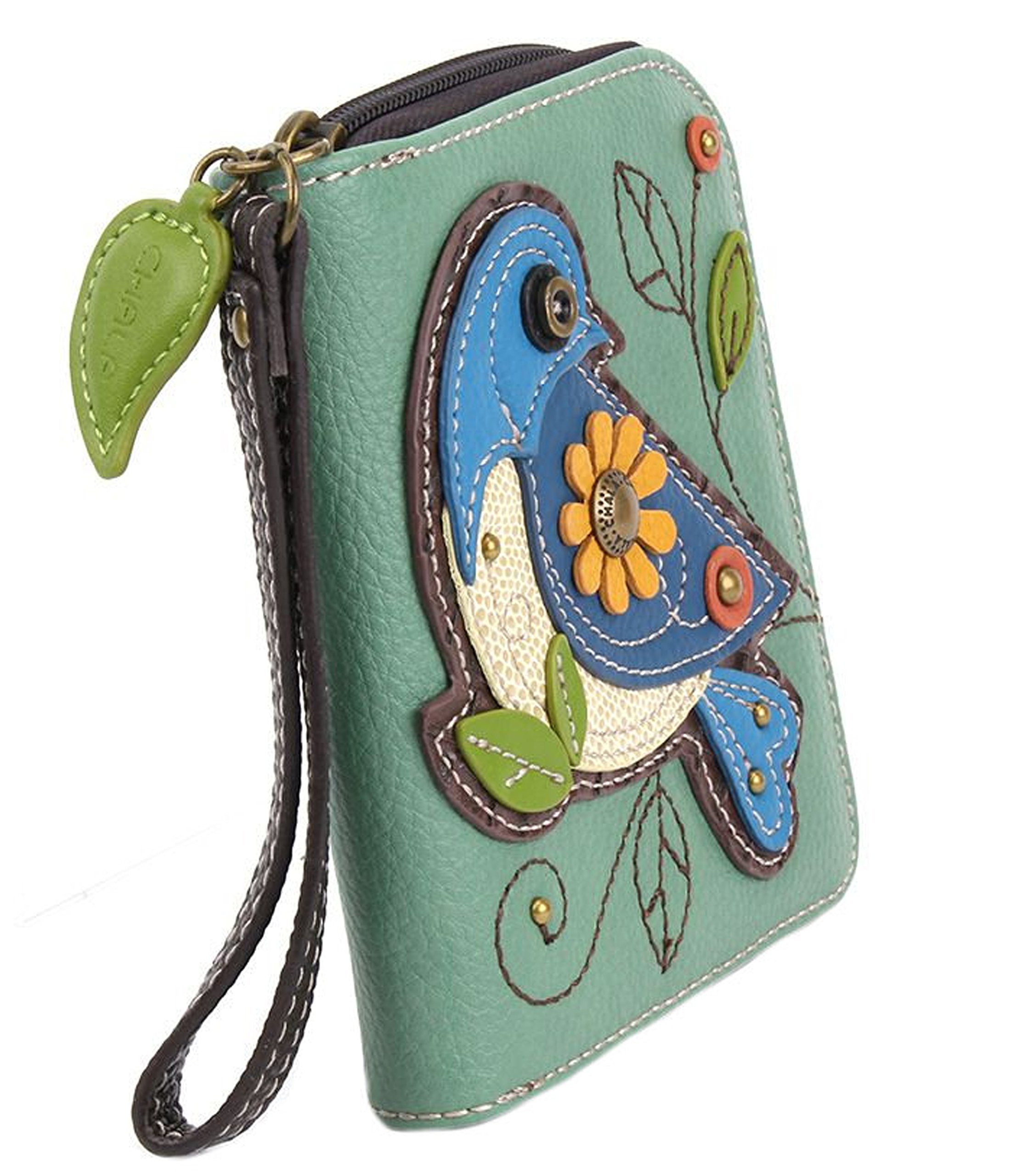 Chala Blue Bird Zip-Around Wristlet Wallet - Bird Lover Bird Accessories
