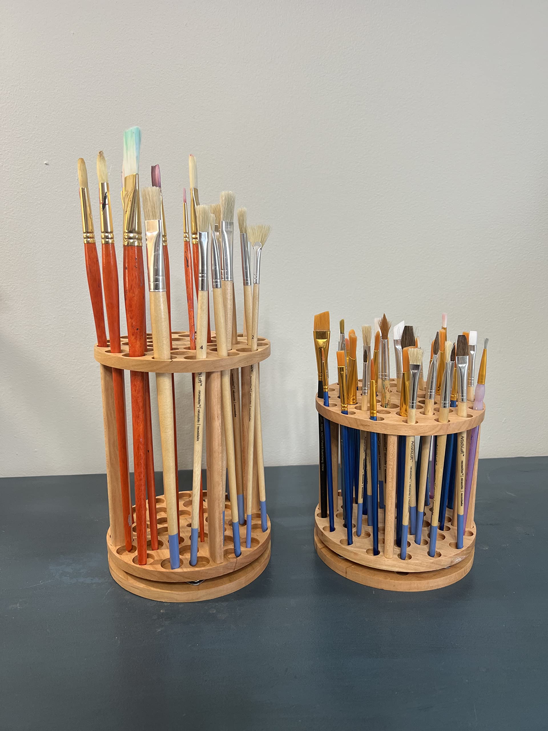 BlackLabMill Paintbrush Holder Set - Handmade Paint Brush Holder Rotating paint brush Organizer β Large Capacity Brush Organizer for Arts and Crafts