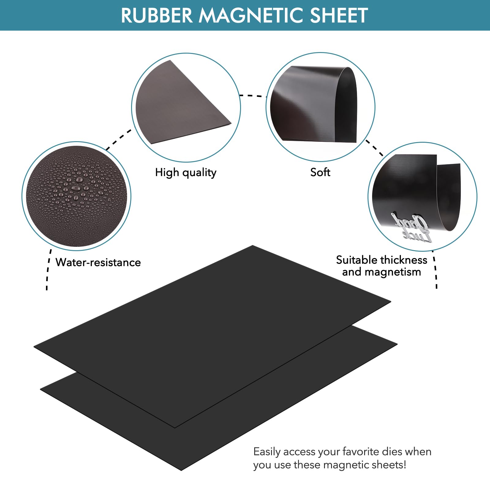 Briartw 3 Pcs A4 0.5mm Thick Single Sided Strong Magnetic Sheets Flexible Rubber Sheets for Metal Dies Storage and Organize Scrapbooking Tool Craft Supplies Rubber Magnetic Sheets Set