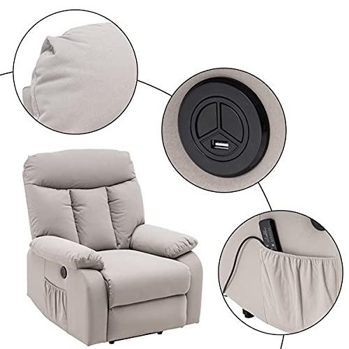 ADUH Electric Lift Function Recliner Massage Chair Silver White Comfortable&Durable Fabric PU Easy Adjustment Ultimate Relaxation