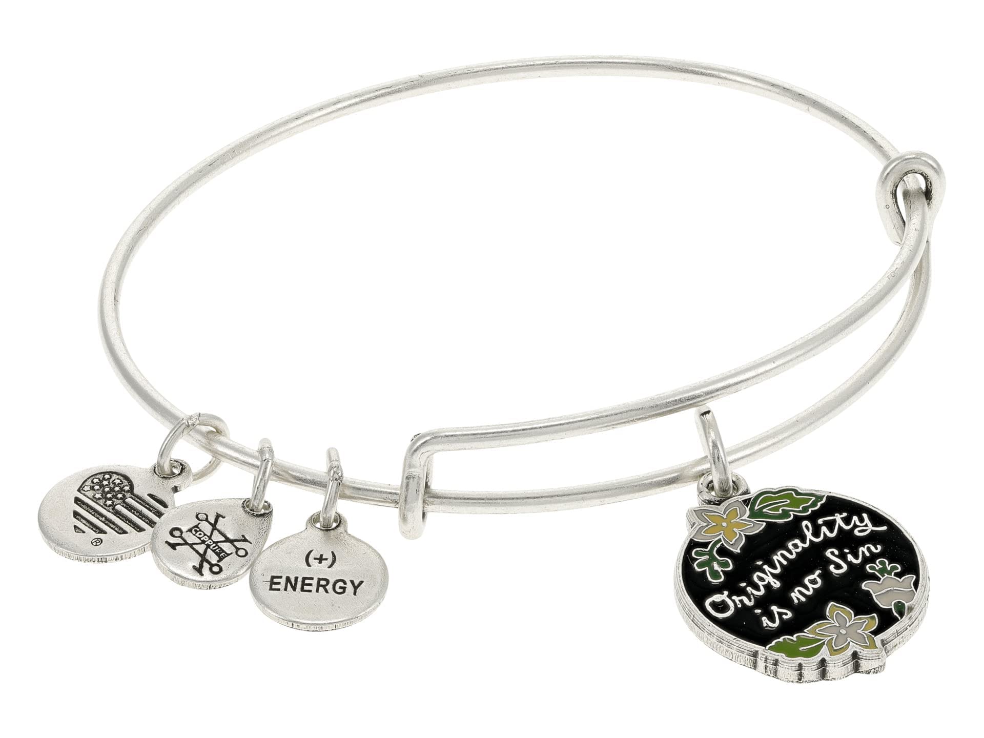 Alex and Ani AS656522Expandable Bangle BraceletRS,Frida Kahlo Originality is No Sin,Rafaelian Silver,Blue,Bracelet