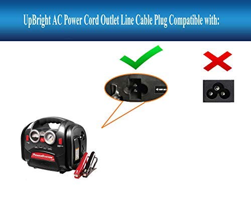 UpBright 2-Prong 120V AC in Charging Power Cord Outlet Charger Cable Plug Compatible with PowerStation Model PSX PSX2 PS X2 X 2 3 PSX3 PSX-3 Station 12V DC Battery Supply Jump Starter Air Compressor