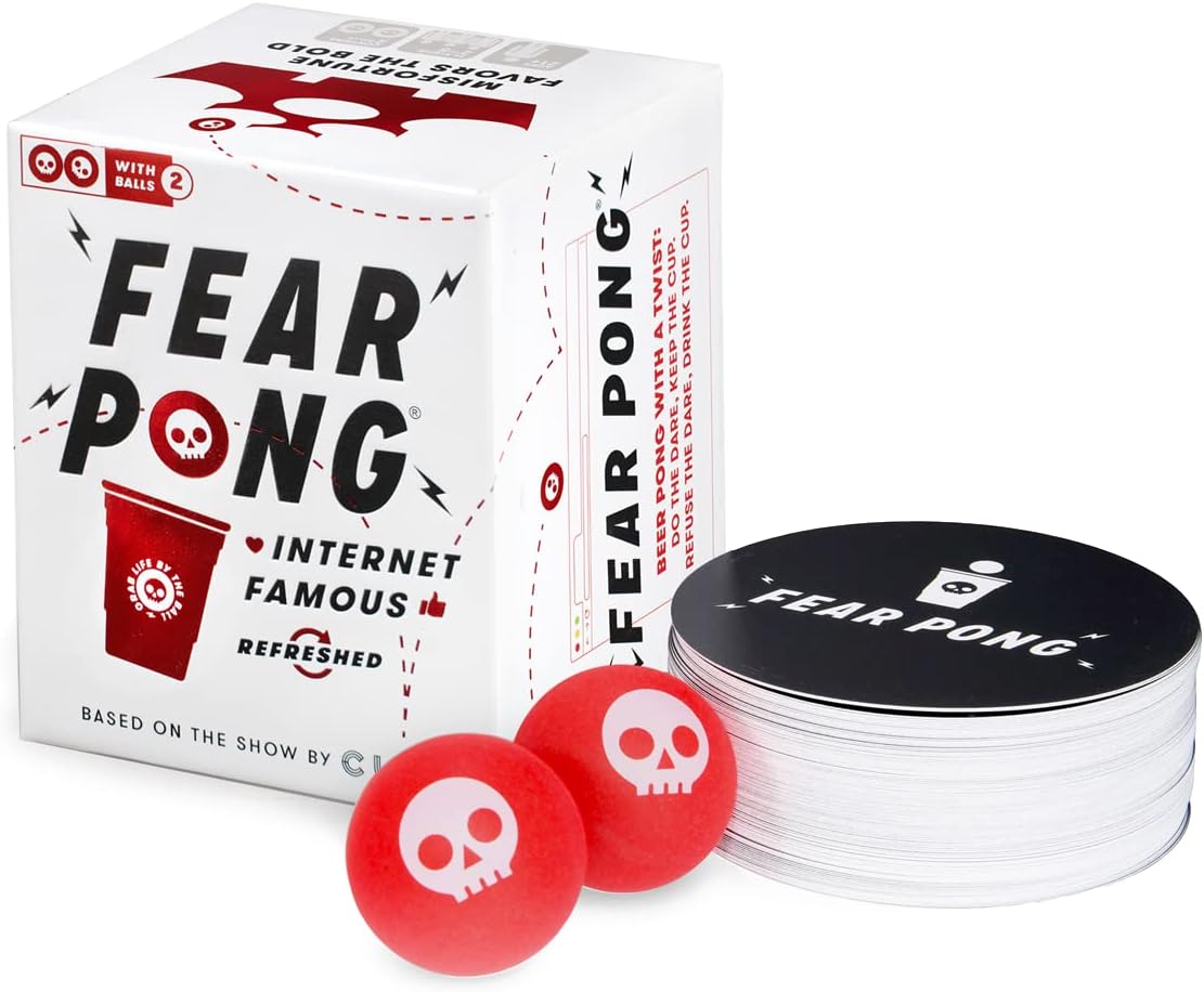 Fear Pong: Refreshed Edition – Unleash Your Wild Side – The Daring Adult Card Game by Cut – Contains 200+ Horrible Dares – Extreme Beer Pong for Parties and Game Night