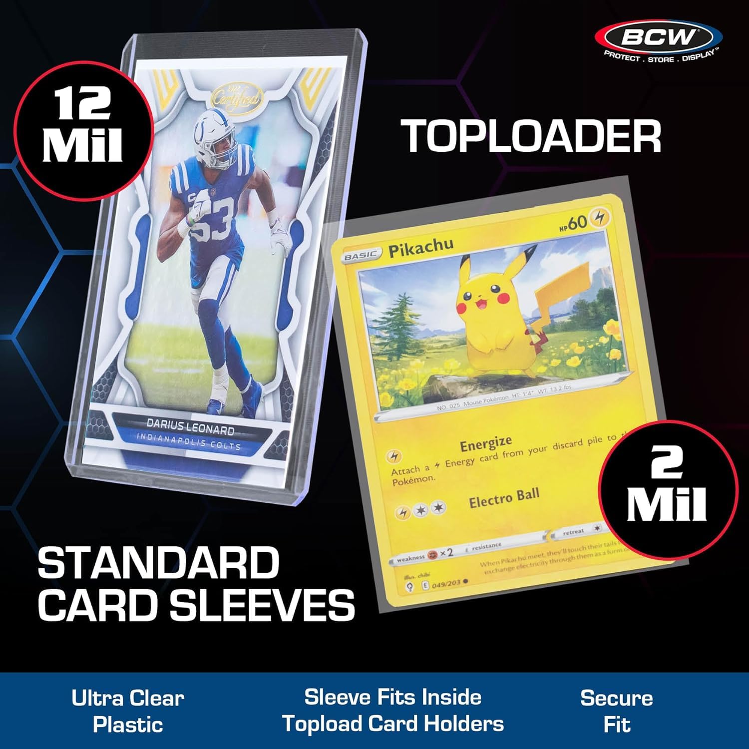 BCW 200 Card Sleeves + 200 Top Loaders for Cards Baseball Card Protectors Penny Sleeves + Toploaders (200)