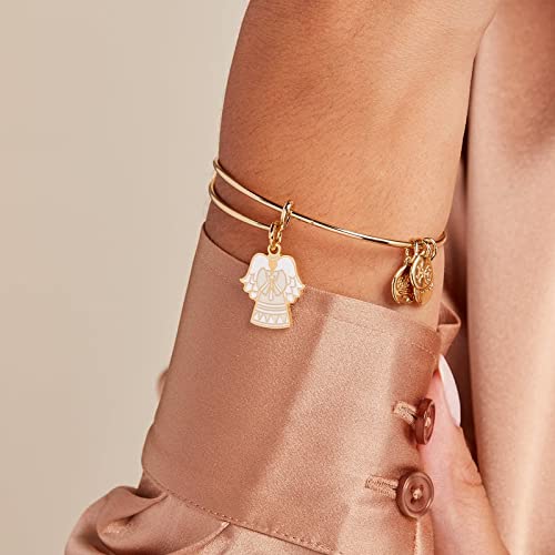 Alex and Ani Holiday Expandable Bangle for Women, Tree Topper Angel Charm, Shiny Gold Finish, 2 to 3.5 in