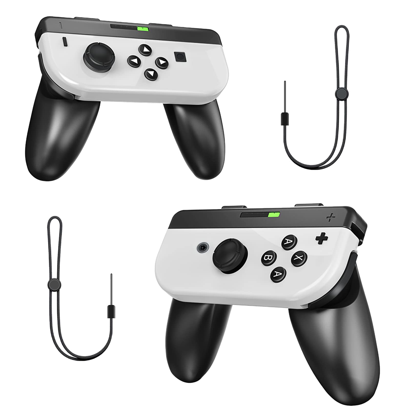 AKNES Swtich Joy Pad Grips Compatible with Nintendo Switch & Switch OLED Controllers, Ergonomic Comfort Switch Hand Grips, Wear Resistant Game Controllers Handle Kit for Switch (2 Packs) Black