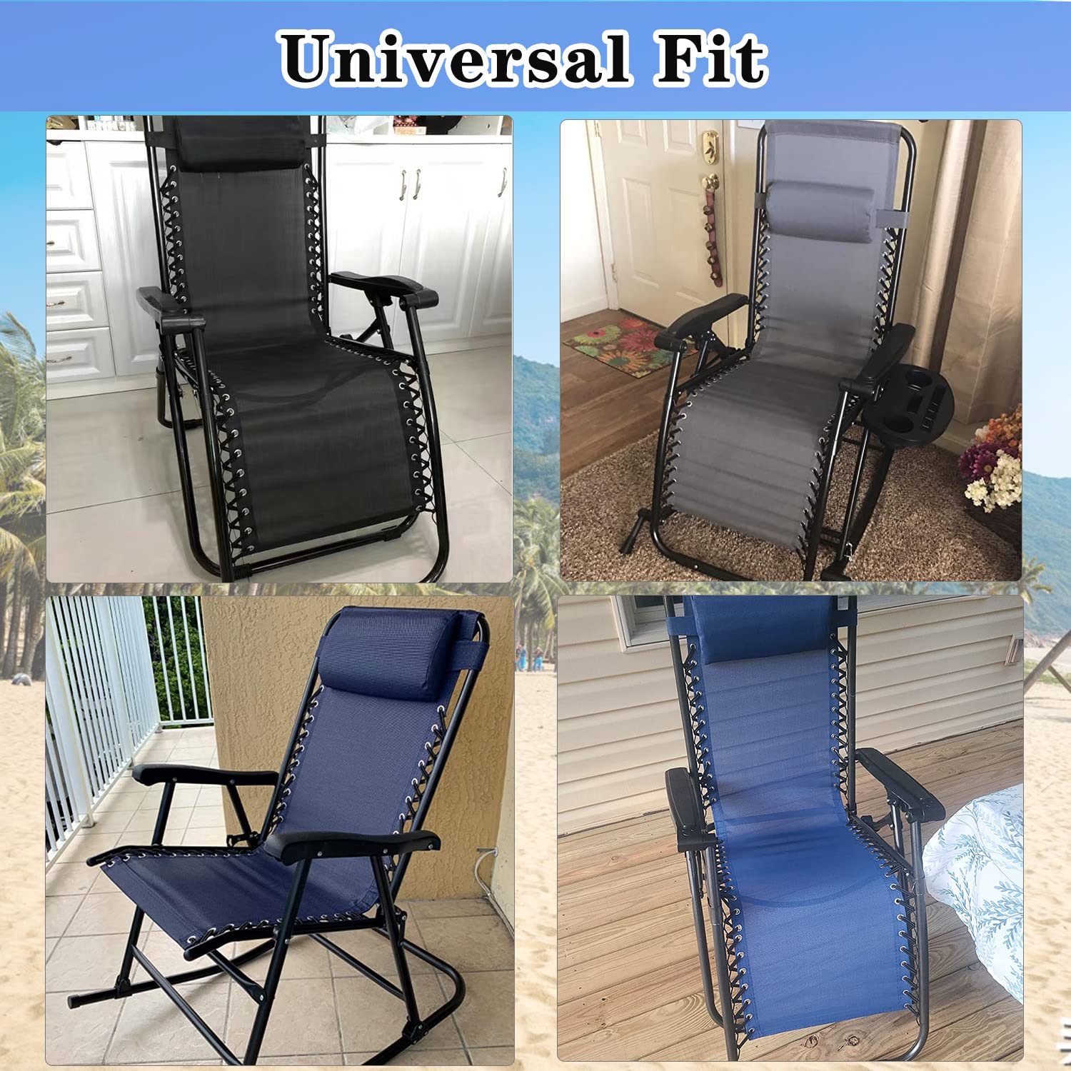 Ostlttyn Zero Gravity Chair Accessories, 6 Pcs Thicken Gravity Chair Belts, Fabric Reinforced Anti-Crack Belt for Lounge Chair Zero Gravity Chair Patio Lawn Recliner Chair, Black